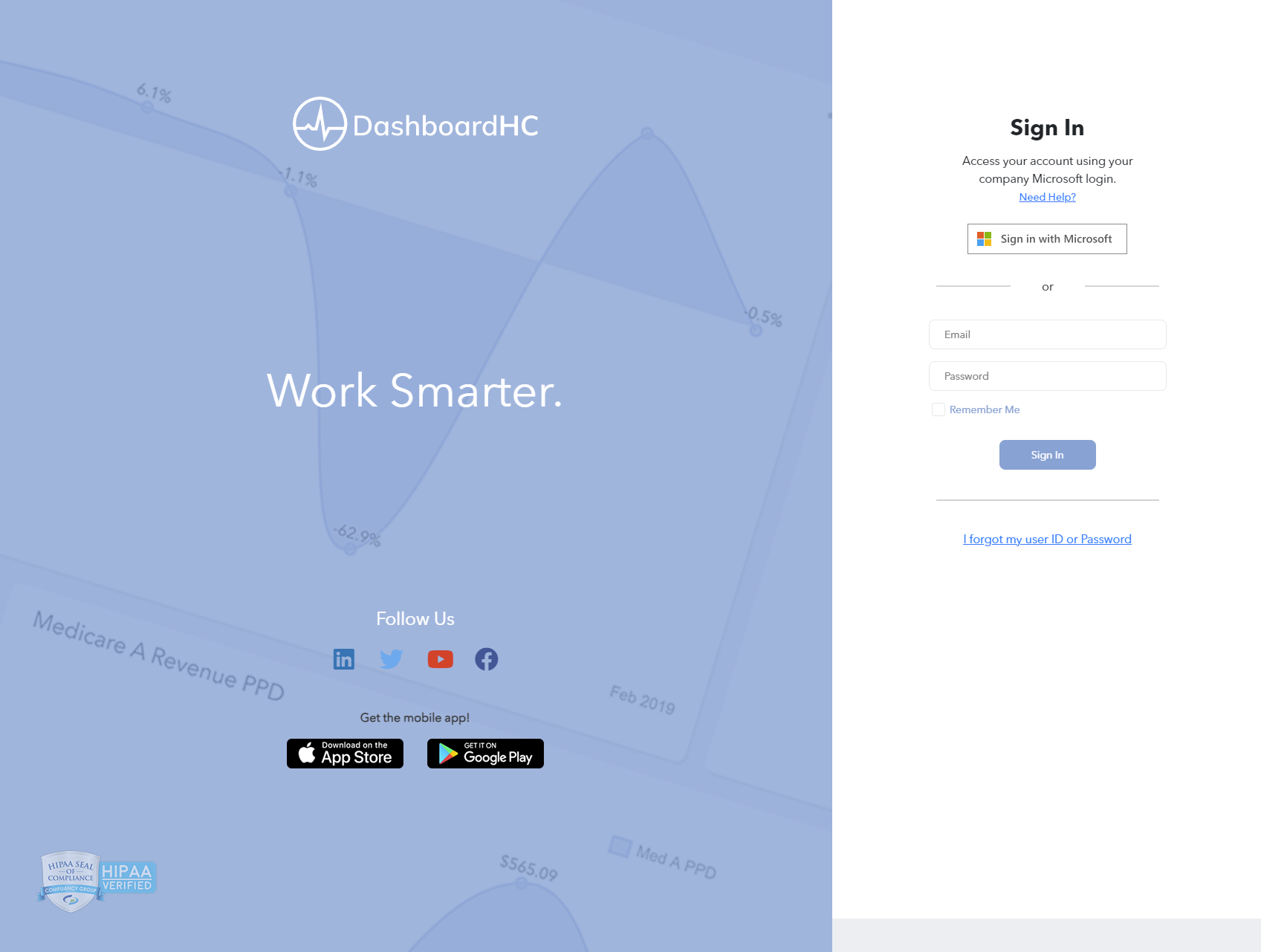 HIGHLIGHT: New login page now with Microsoft – DashboardHC